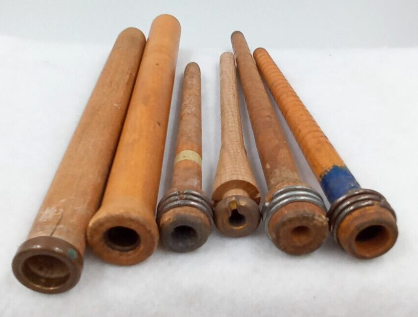 Textile Mill Wood Spools Primitive Industrial Spindles Bobbins Yarn Set ...