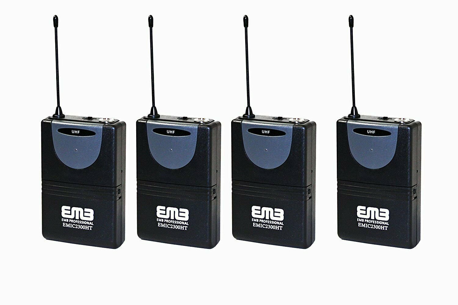 EMB UHF EMIC2300HT Professional Quad / 4 x Wireless Headset Microphone ...