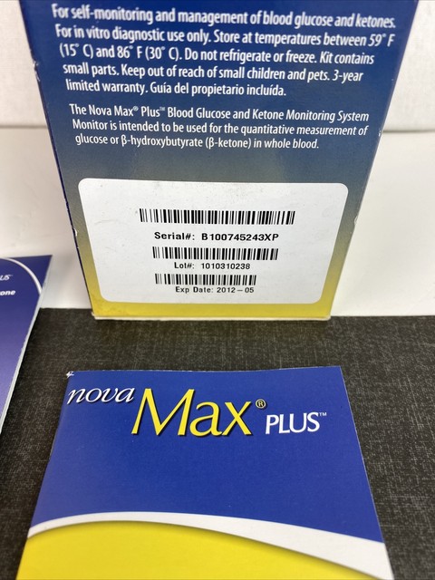 NOVA Max Plus Blood Glucose Diabetes Monitoring System Ketones for sale ...