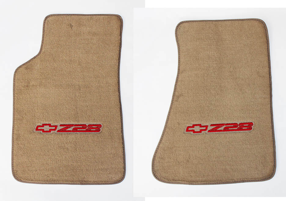 NEW 1982 - 2002 Camaro Floor Mats Tan Carpet Embroidered Z28 Logo Red ...