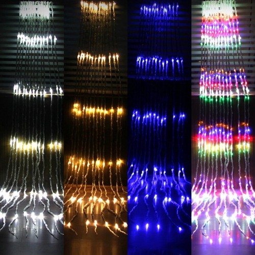 3M*3M LED Waterfall Lights Window Curtain String Fairy Lamp Wedding ...
