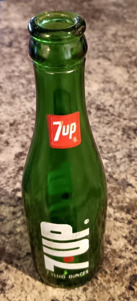 RARE Vintage 7 Up Green Soda Pop Glass Bottle 7 Fluid Ounce SEVEN-UP ...