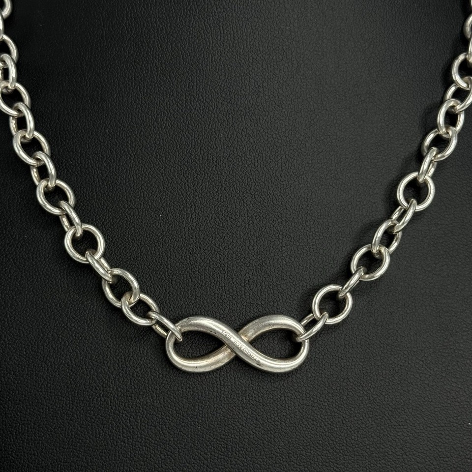 Tiffany & Co. Sterling Silver Infinity Link Pendant Necklace 16” | eBay