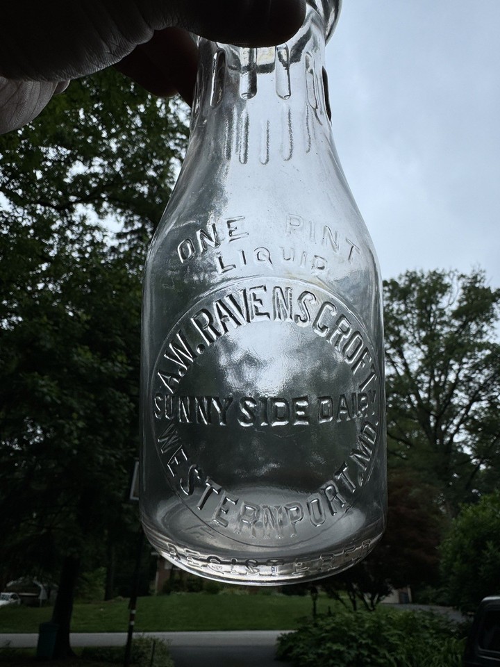 A W Ravenscroft Sunnyside Dairy Westernport MD Maryland Pt Milk Bottle ...