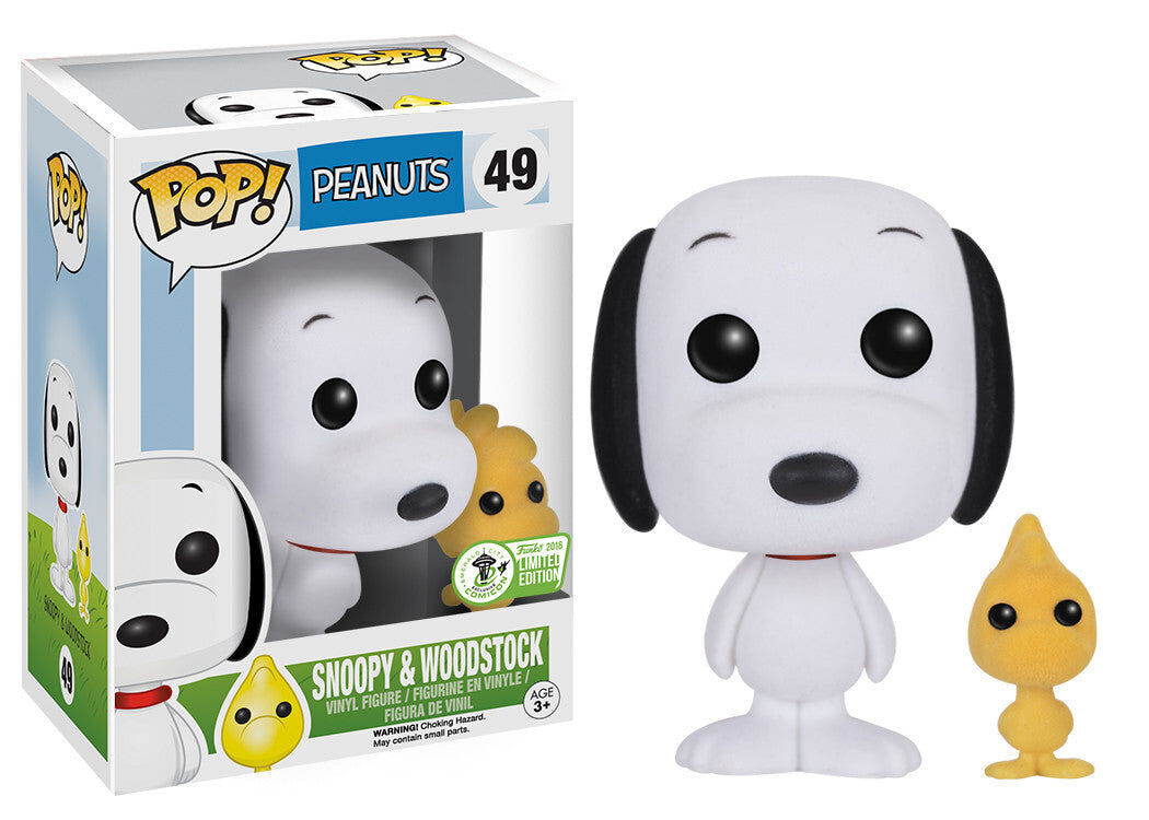 Funko Pop! Vinyl: Peanuts - Snoopy (w/ Woodstock) (Flocked) - Emerald ...