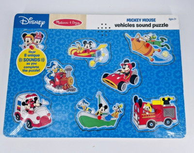 Disney Melissa & Doug Mickey Mouse & Friends Vehicles Sound Peg Puzzle ...