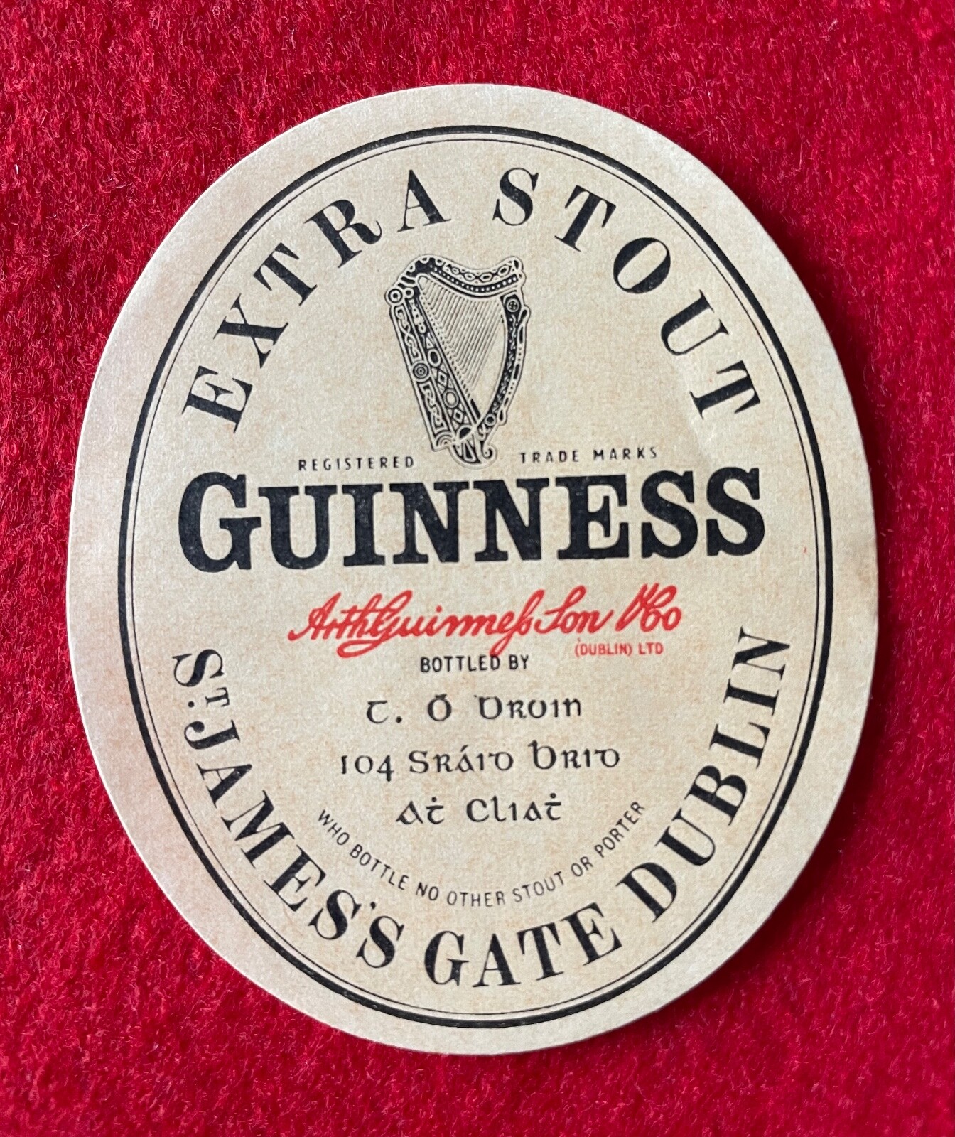 Guinness Bottle Label , Ath Cliath , Co. Dublin , Ireland, Brewery ...
