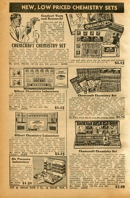 1940 small Print Ad of Chemcraft Outfits Chemistry Set & Gilbert ...
