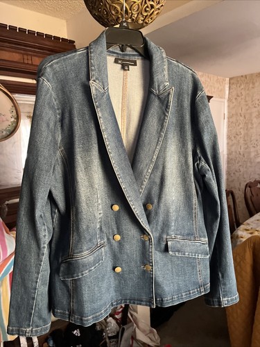 INC XXL Rare International Concepts Denim Double Breasted Jacket | eBay