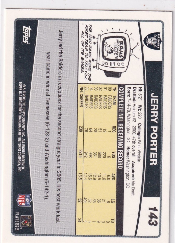 2006 Topps #143 Jerry Porter NM | eBay