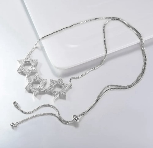 18k Gold Plated Star Of David Bling Necklace In Silver! Made With CZ ...