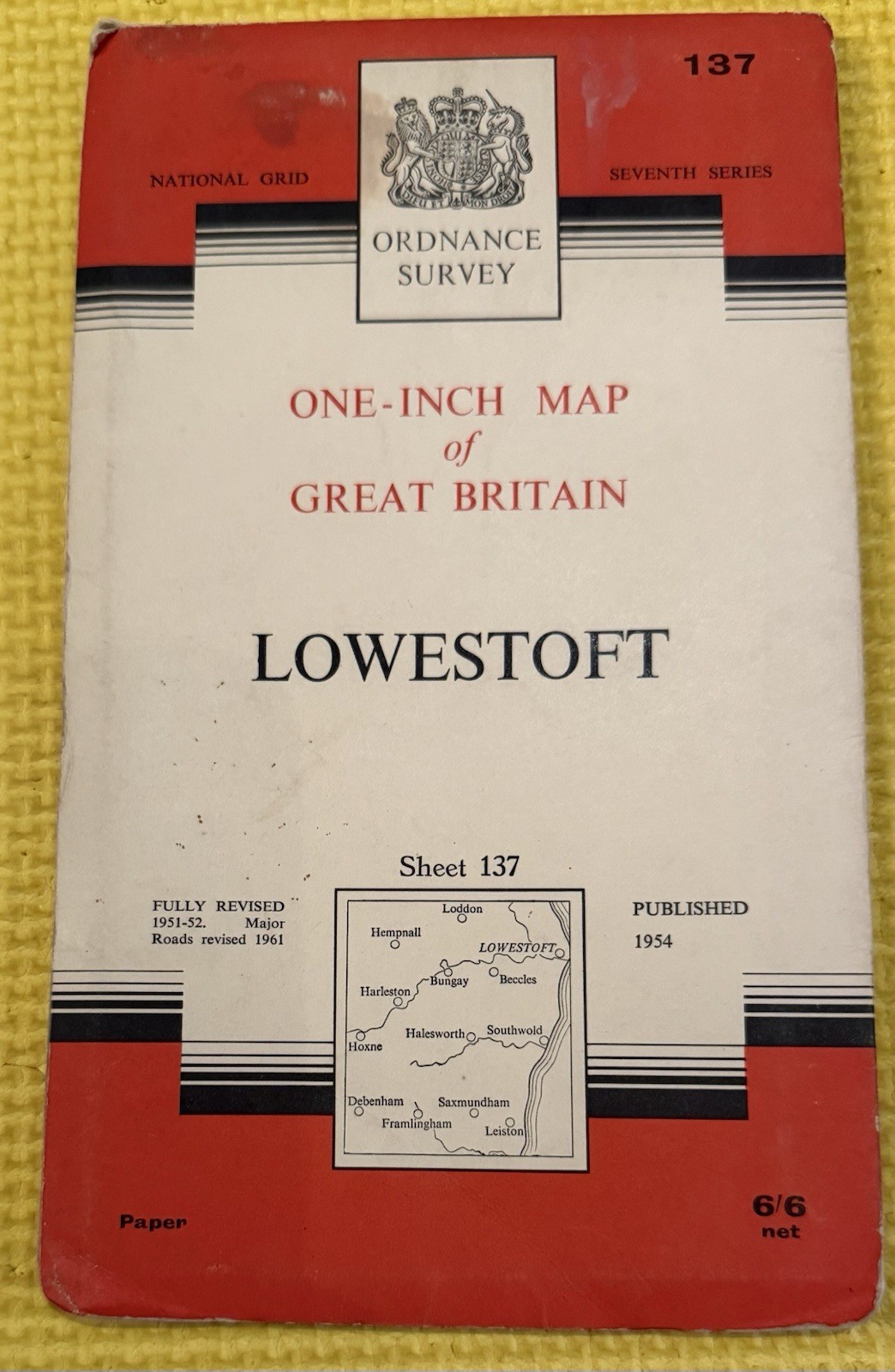 Vintage Lowestoft Ordnance Survey One Inch Map Sheet 137 Year 1954 ...