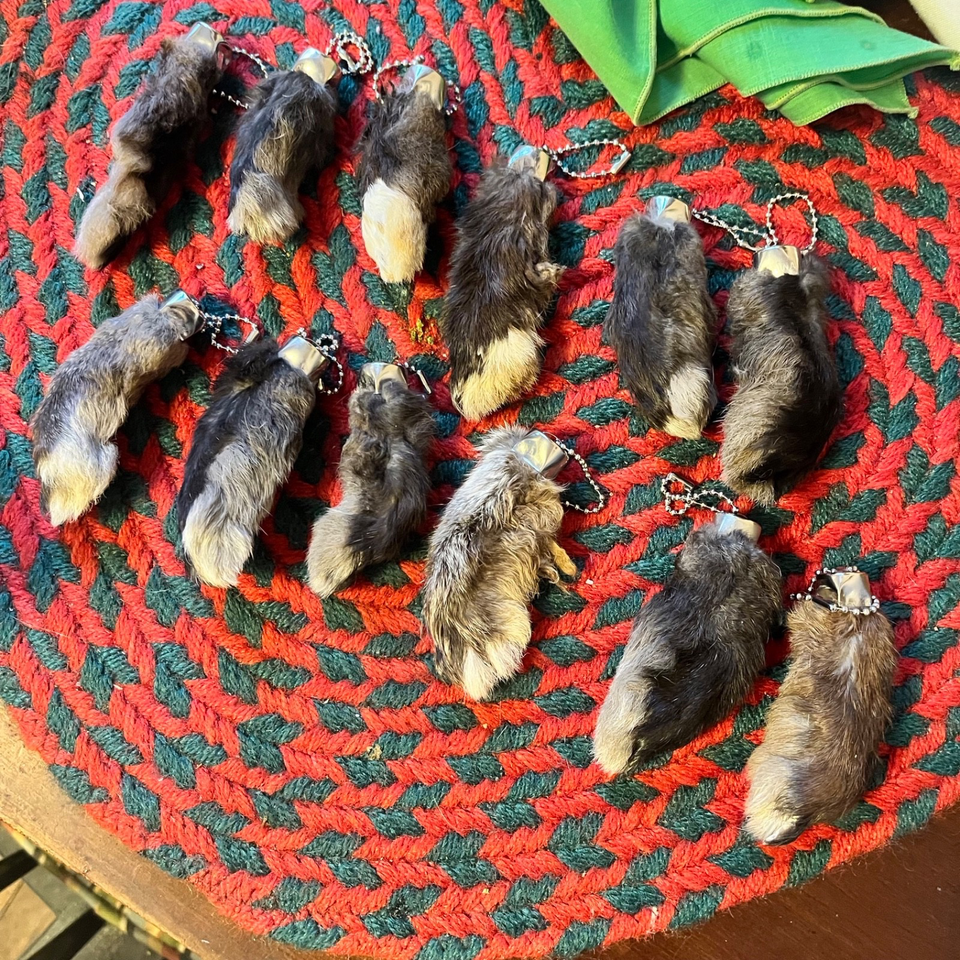 GENUINE RABBITS FOOT 12 DARK REAL RABBIT FEET A DOZEN NATURAL KEYCHAINS ...