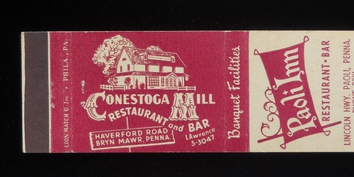 1950s Conestoga Mill Restaurant and Bar Paoli Inn Phone 2381 Paoli Bryn ...