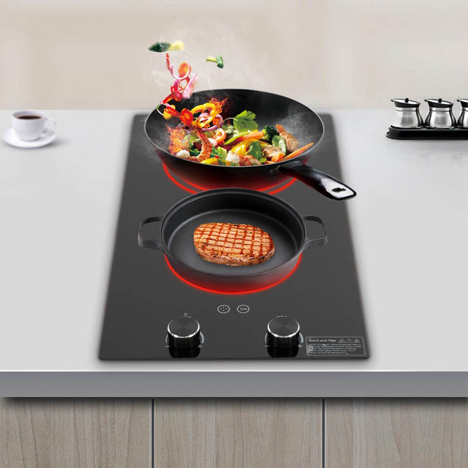 Electric Hob Cook Top Stove 110V Induction Cooktop 2 Burners Ceramic ...