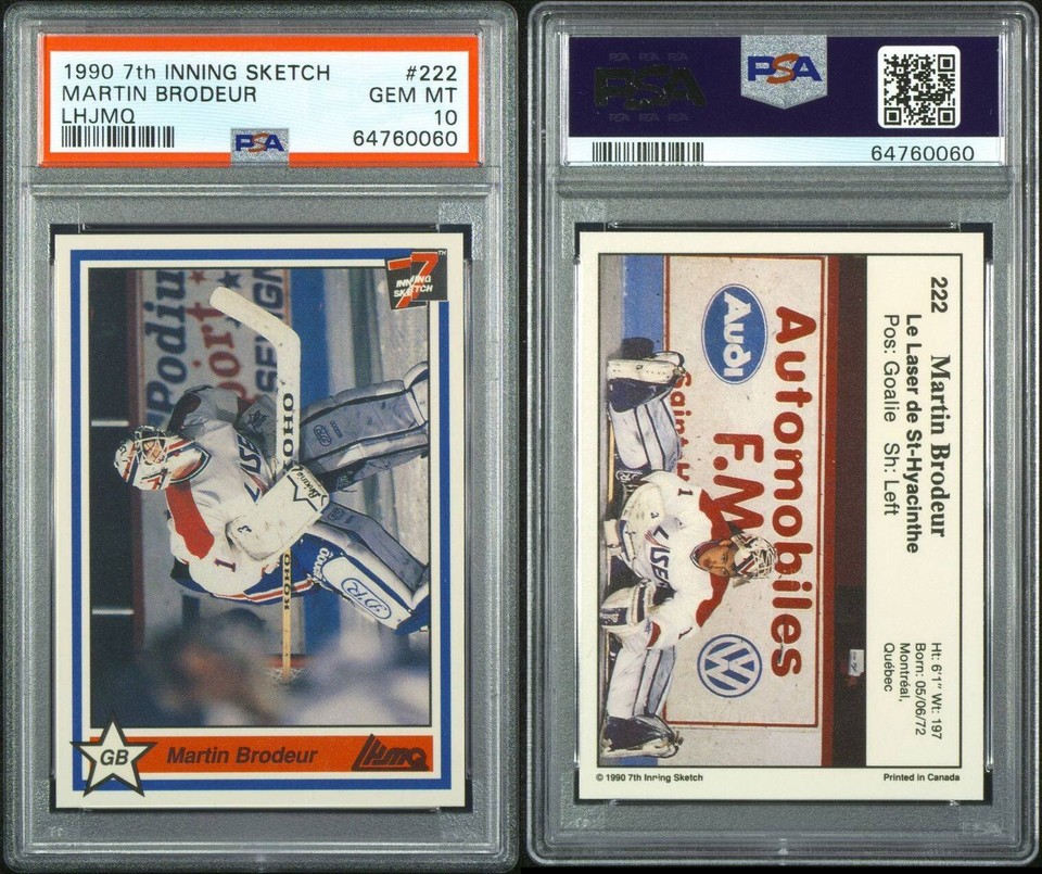 1990 7th Inning Sketch Martin Brodeur #222 QMJHL Rookie PSA 10 Gem Mint ...