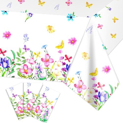 3pcs Spring Tablecloth,Hello Spring Tulip Flower Table Cover for Spring ...