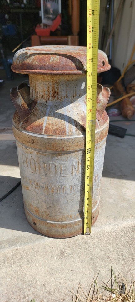 Borden's Milk Div Michigan Antique Metal Dairy Jug Can With Stamped Lid ...