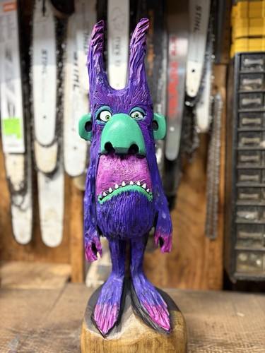 BIG SCHNOZ Monster Chainsaw Carving WALNUT Wood Monster Dude 24.5" Tall ...