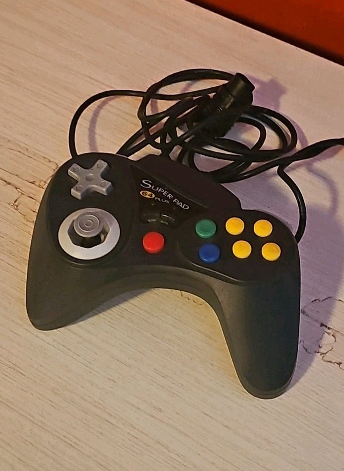 Black SUPER PAD 64 PLUS Controller Control Pad for N64 Nintendo 64 ...