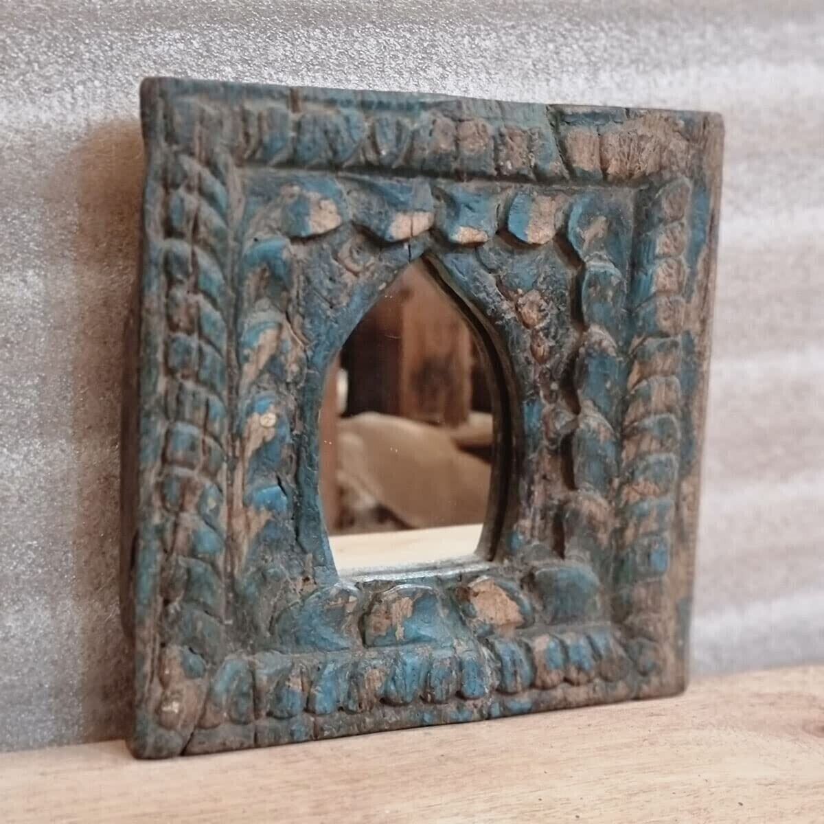 Rustic Handmade Vintage Style Indian Temple Mirror Small Wall Decor ...