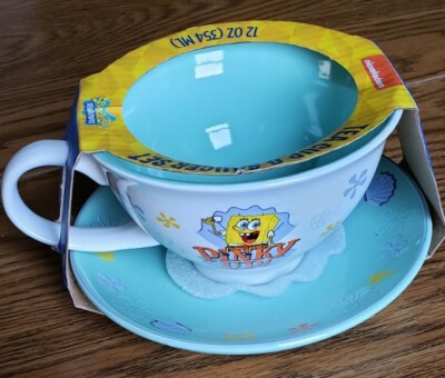 SPONGEBOB SQUARE PANTS Nickelodeon 12oz Tea Cup & Saucer Set New NIP | eBay