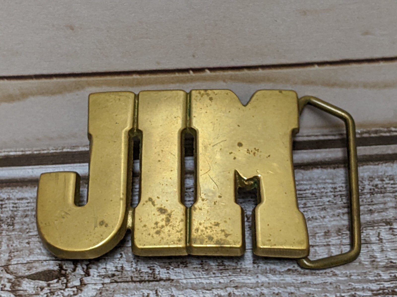 Vintage JIM Name Brass Belt Buckle - Gem