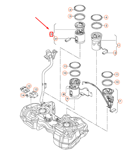 OEM Audi Q3 8u Right Side Fuel Delivery Module 5N0919087J Genuine for ...