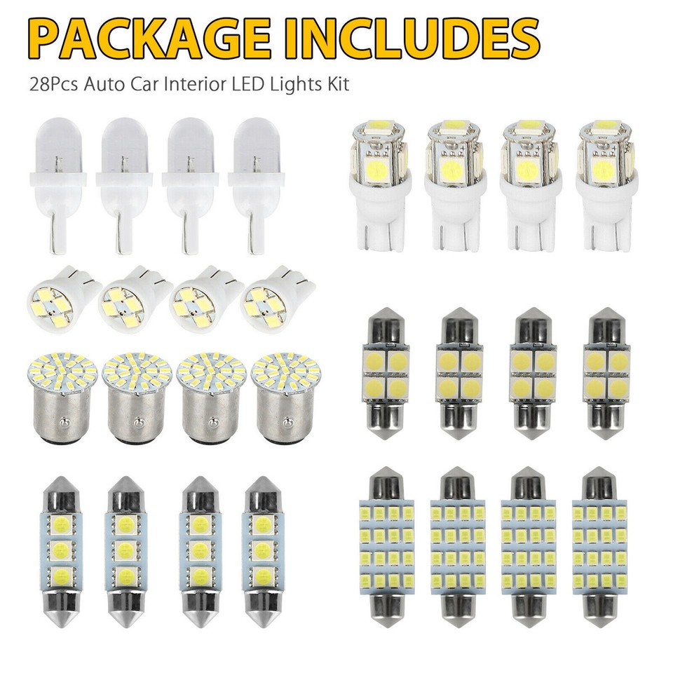 28x Car Interior LED Light Bulbs For Map Dome License Plate Lamp Kit ...
