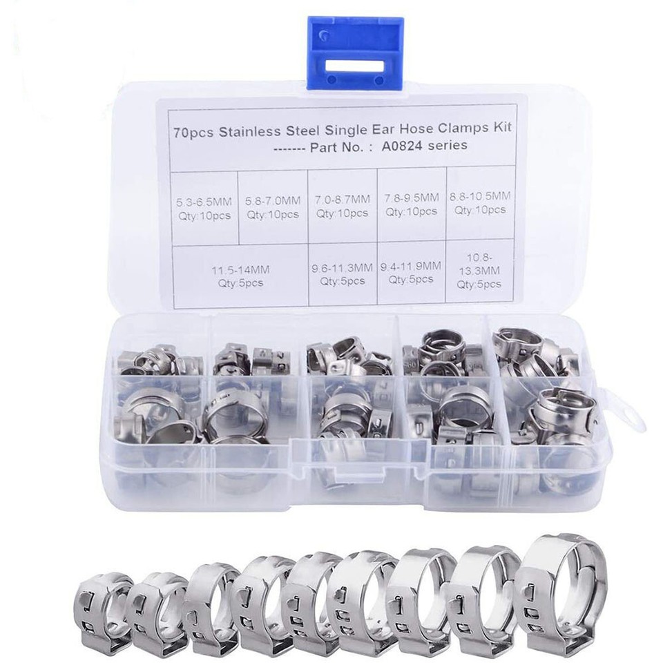 350X Single Ear Hose Clamps 304 Stainless Steel Crimp Hose Clamp Crimp ...