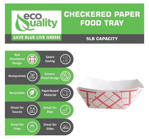 [50 Pack] 5lb Disposable Red Check Paper Food Trays Baskets Snack ...
