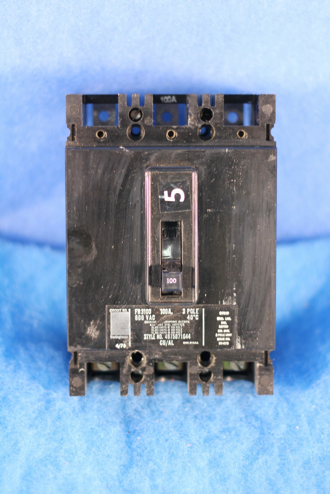 WESTINGHOUSE CIRCUIT BREAKER FB3100 100A 600V 3P 1YR WARRANTY | eBay