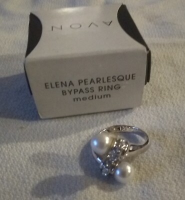 Avon Elena Pearlesque Bypass Ring Size Medium NIB | eBay
