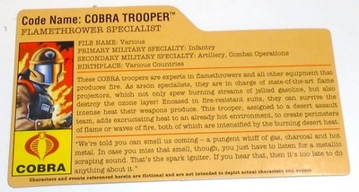 GI JOE File ID Card Filecard DESERT ASSAULT SQUAD 2008 Cobra Trooper ...