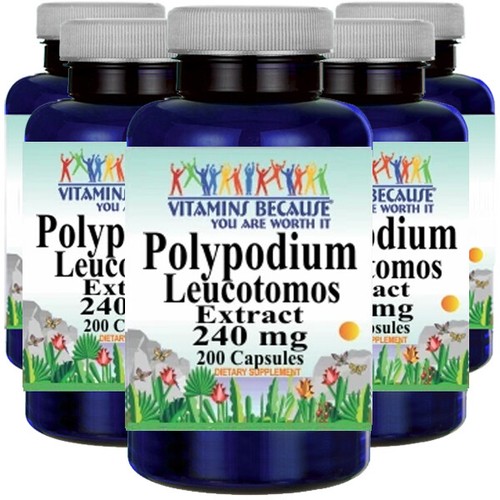 Polypodium Leucotomos Extract 240mg 5X200 Capsules by Vitamins Because ...