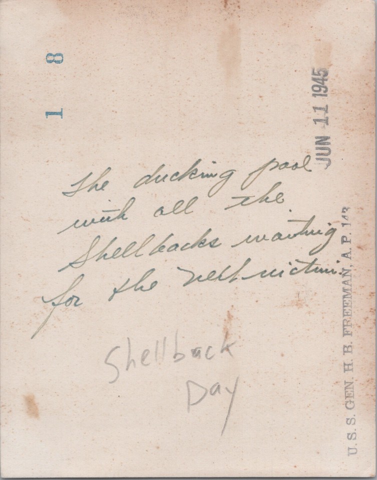 WW2 USS Gen. Freeman 1945 Shellback Day ceremony aboard ship Original ...