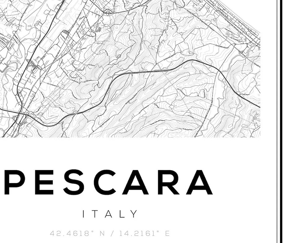 Pescara Map Print, Pescara Italy, Map Print Art poster Choose your Size ...