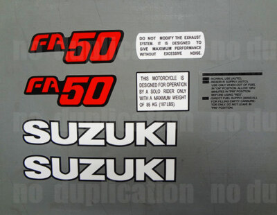 1983 83' suzuki FA50 graphics 7pc decals stickers Scooter Moped Red ...