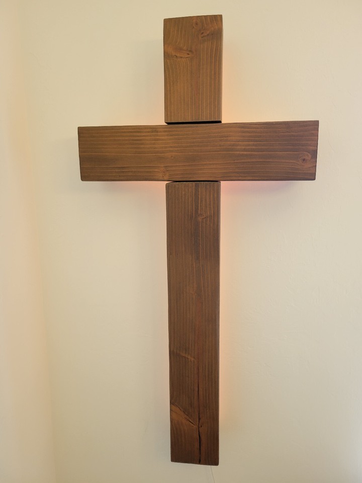 Wood Cross LED Light-UP Backlit Church Wall Mount Handmade Large 48" x ...