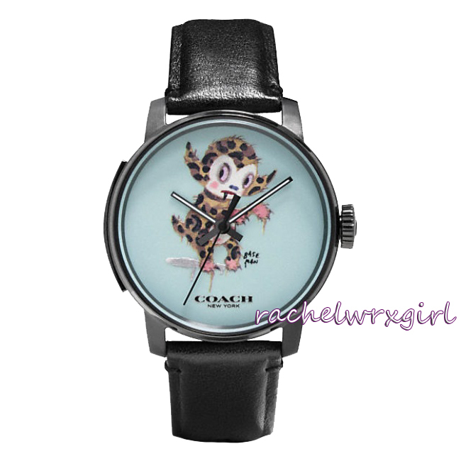 NEW Coach X Baseman Buster Le Fauve Black Leather Wrist Watch with Box ...