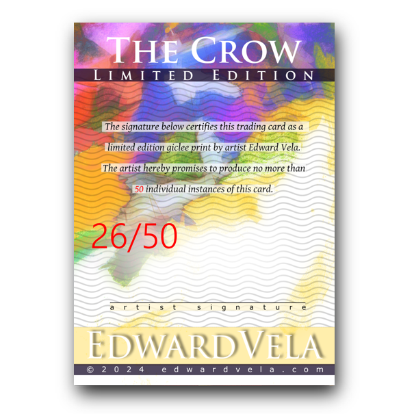The Crow Art Card Limited 26/50 Edward Vela Signed (Movies Characters ...