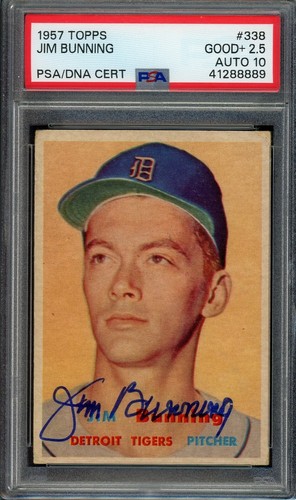 Jim Bunning PSA DNA Signed 1957 Topps #338 Auto RC Tigers HOF PSA 2.5 ...