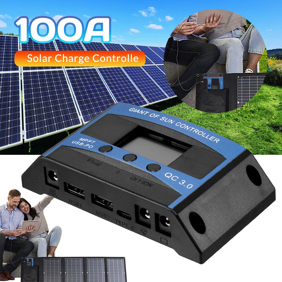 100W Watt 12V Portable Flexible Solar Panel Kit Home RV Camping Off ...