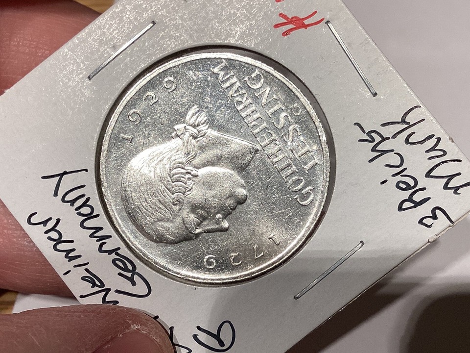 Germany 1929 G 3 Mark Lessing AU+ | eBay