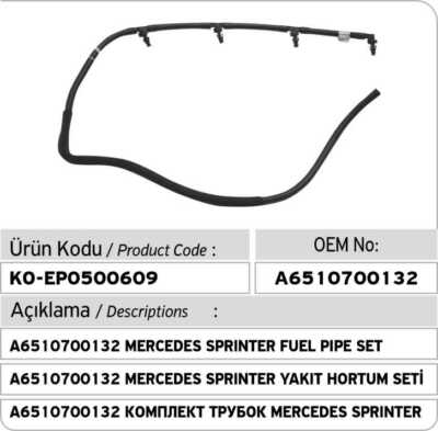 FUEL RETURN INJECTOR LEAK OFF PIPE FOR MERCEDES BENZ 6510702432 ...