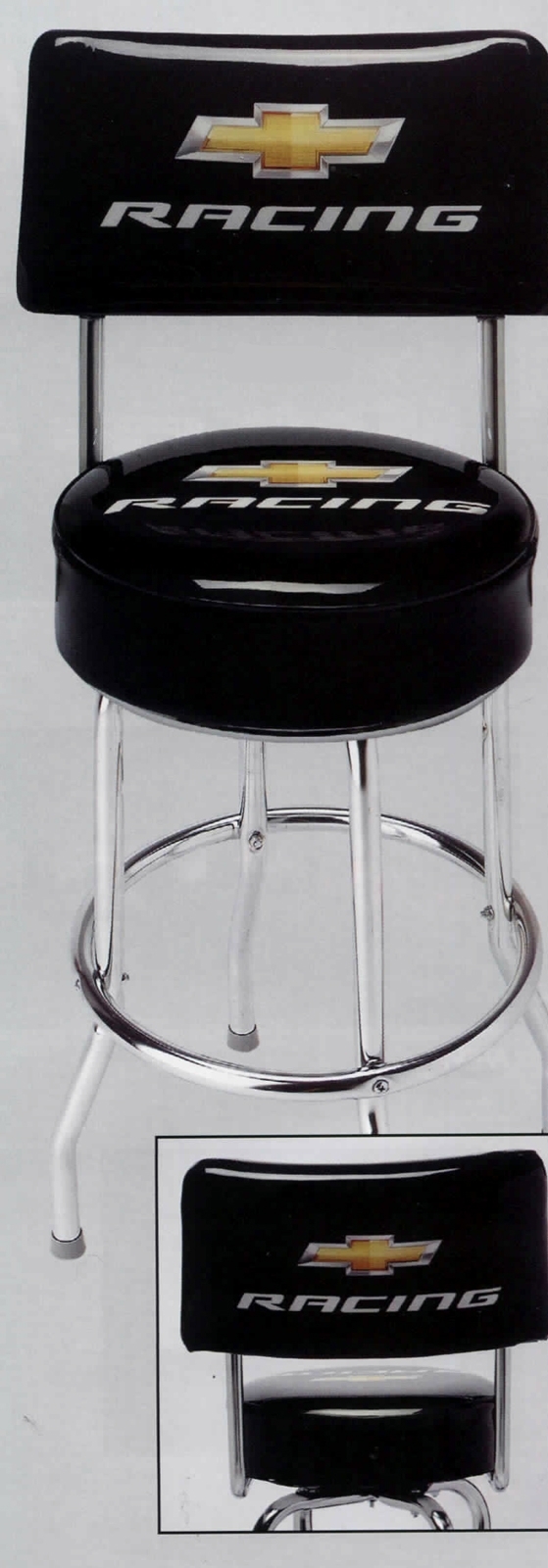 CHEVY CHEVROLET RACING GOLD BOWTIE SHOP COUNTER STOOL WITH BACKREST | eBay