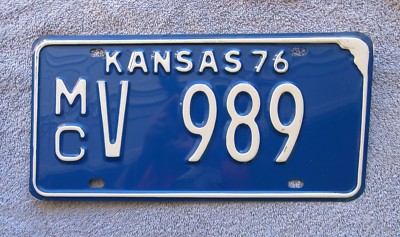 NOS 1976 Mitchell County Kansas License Plate #MC-V-989 Passenger Chevy ...
