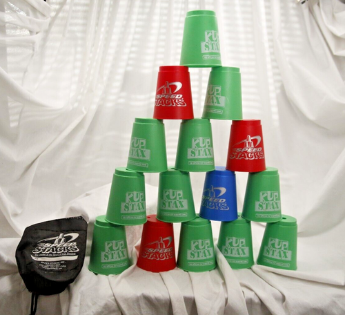 Speed Stacks, cup stacking sport cups, with mesh bag, red, blue and ...