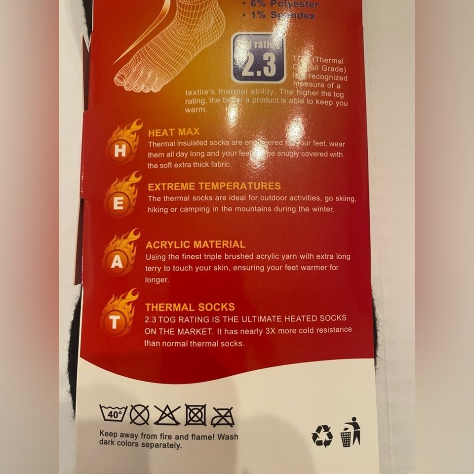 Most Heat Sox Thermal Insulated Socks Adult Unisex Fit Shoe Size 9 - 13 ...