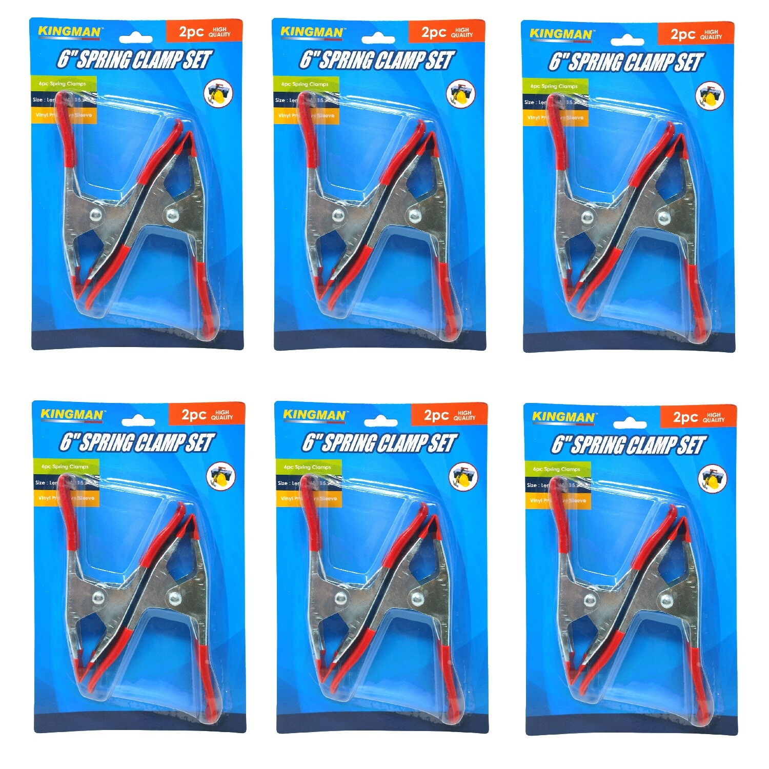 6" inch Metal Spring Clamps Vinyl Tips Heavy Duty Clamp Tool Clip Set ...
